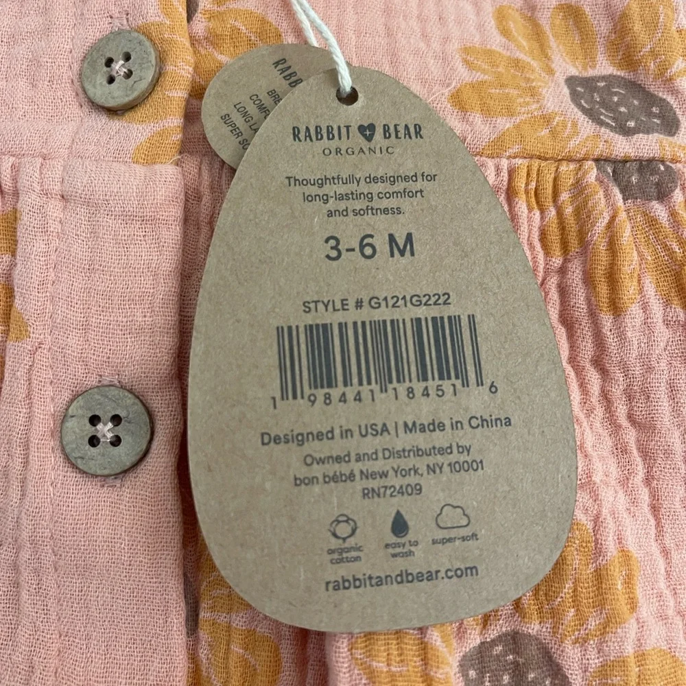 Rabbit + Bear | Dresses | Rabbit Bear Organic Peach Sunflower Dress 36 ...